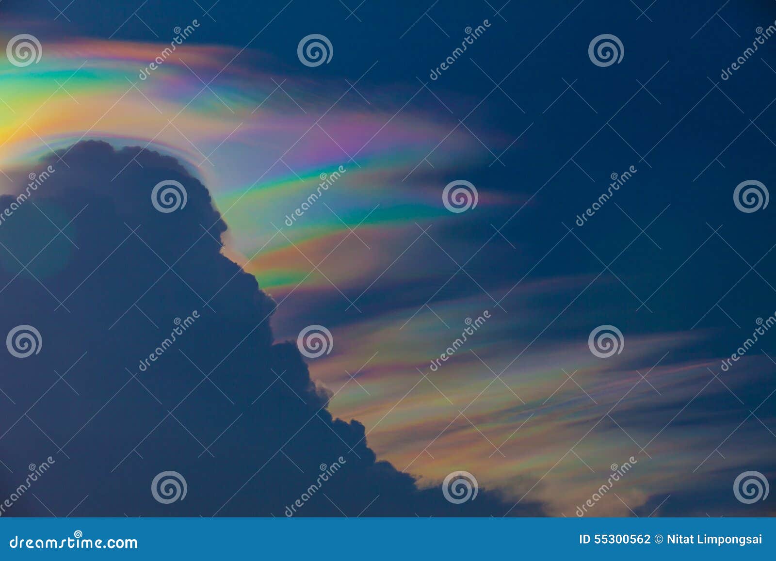 Beautiful Iridescent Pileus Cloud In The Evening.Rainbow Cloud ...