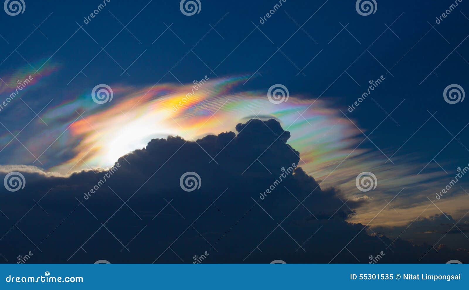 Beautiful Iridescent Cloud, Irisation or Rainbow Cloud Stock Image ...