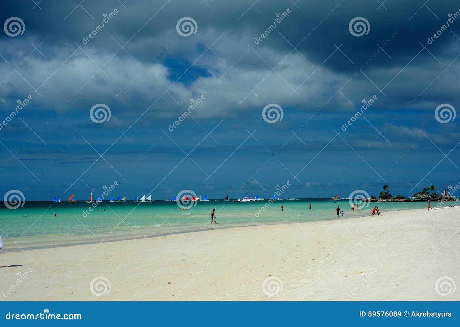 Beautiful Island White Beach Blue Water Stock Image - Image of clouds ...