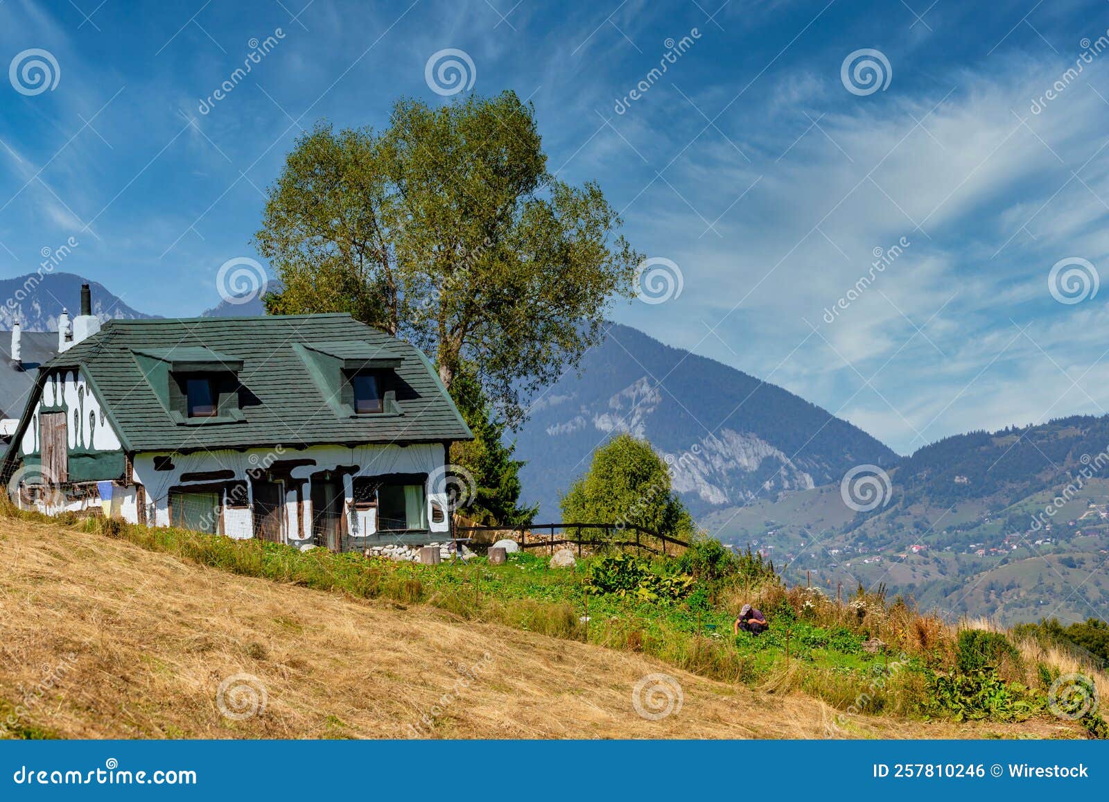 Beautiful Isolated Rural House with Mountains in the Background Stock ...