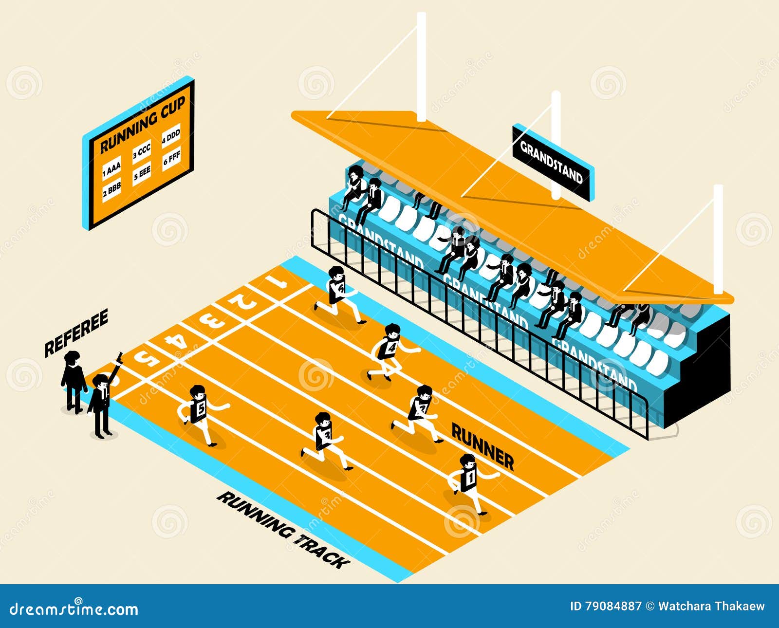 Beautiful Isometric Design of Athletics, Running Track Stock Vector ...