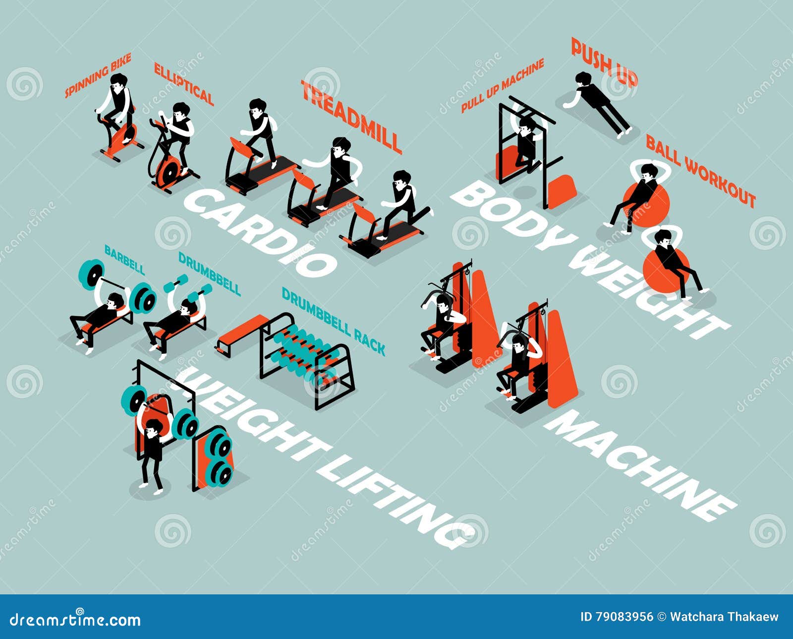 Beautiful Isometric Flat Design of Info-graphic Workout in Gym Stock ...