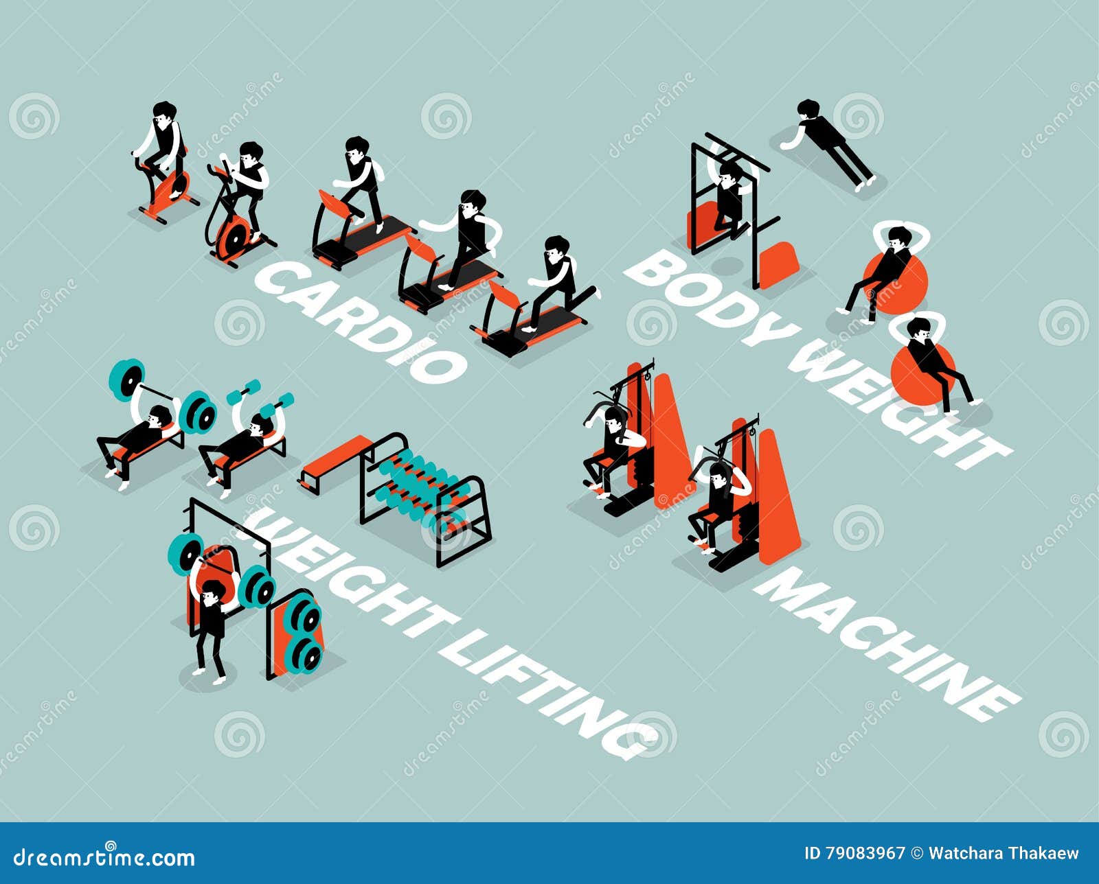 Beautiful Isometric Flat Design of Info-graphic Workout in Gym Stock ...