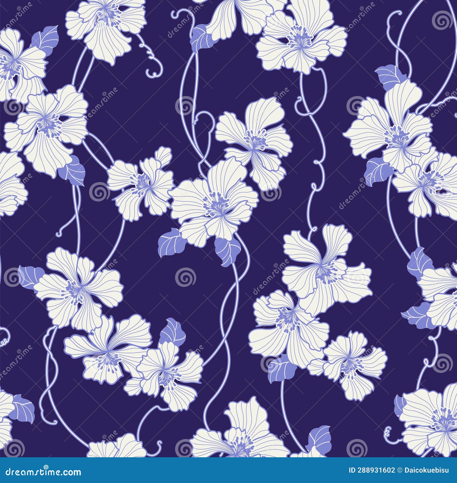 Beautiful Japanese Style Floral Pattern Perfect for Textiles, Stock ...
