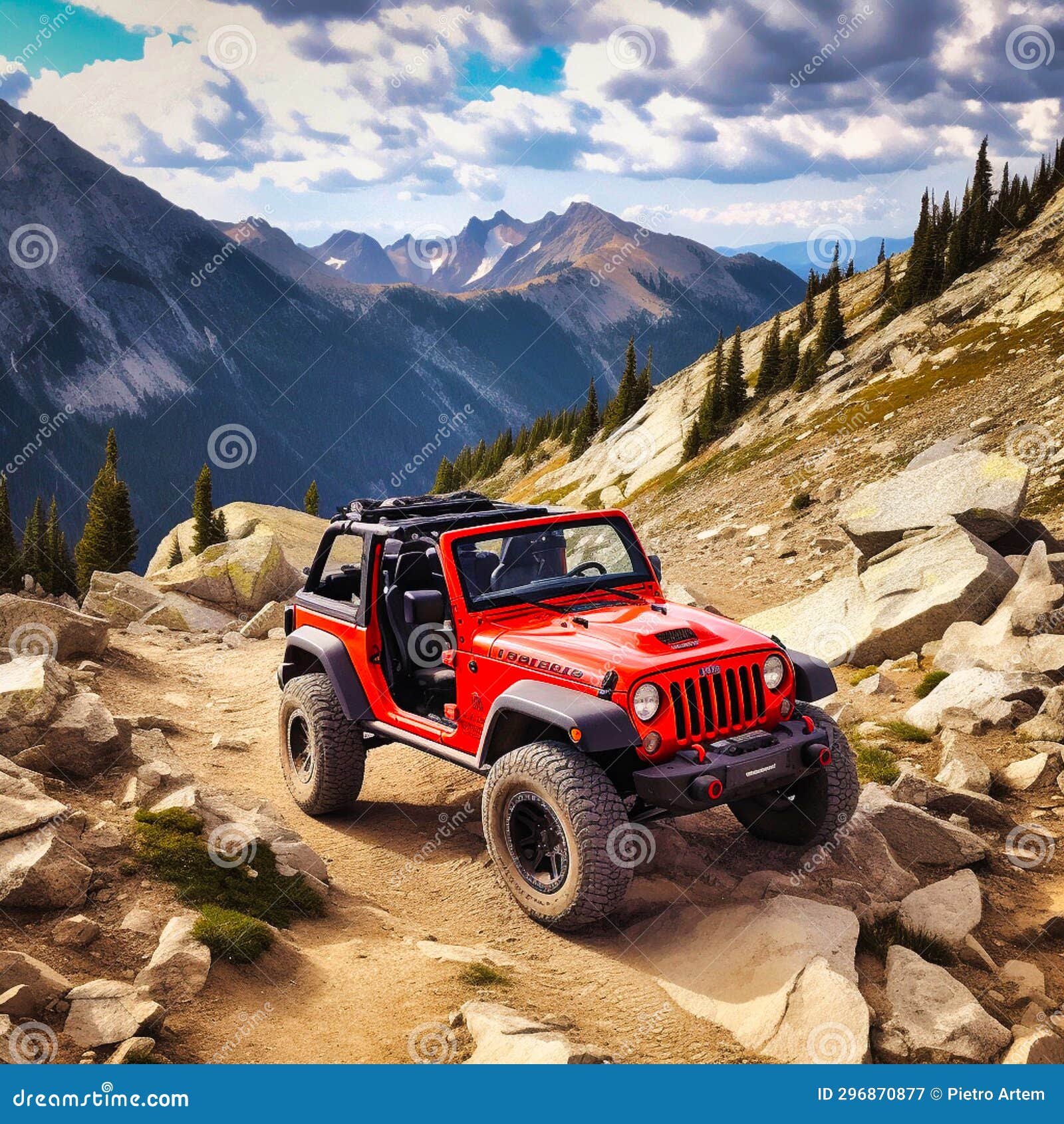 Beautiful Jeep Wrangler on the Mountain, Generative AI Stock ...