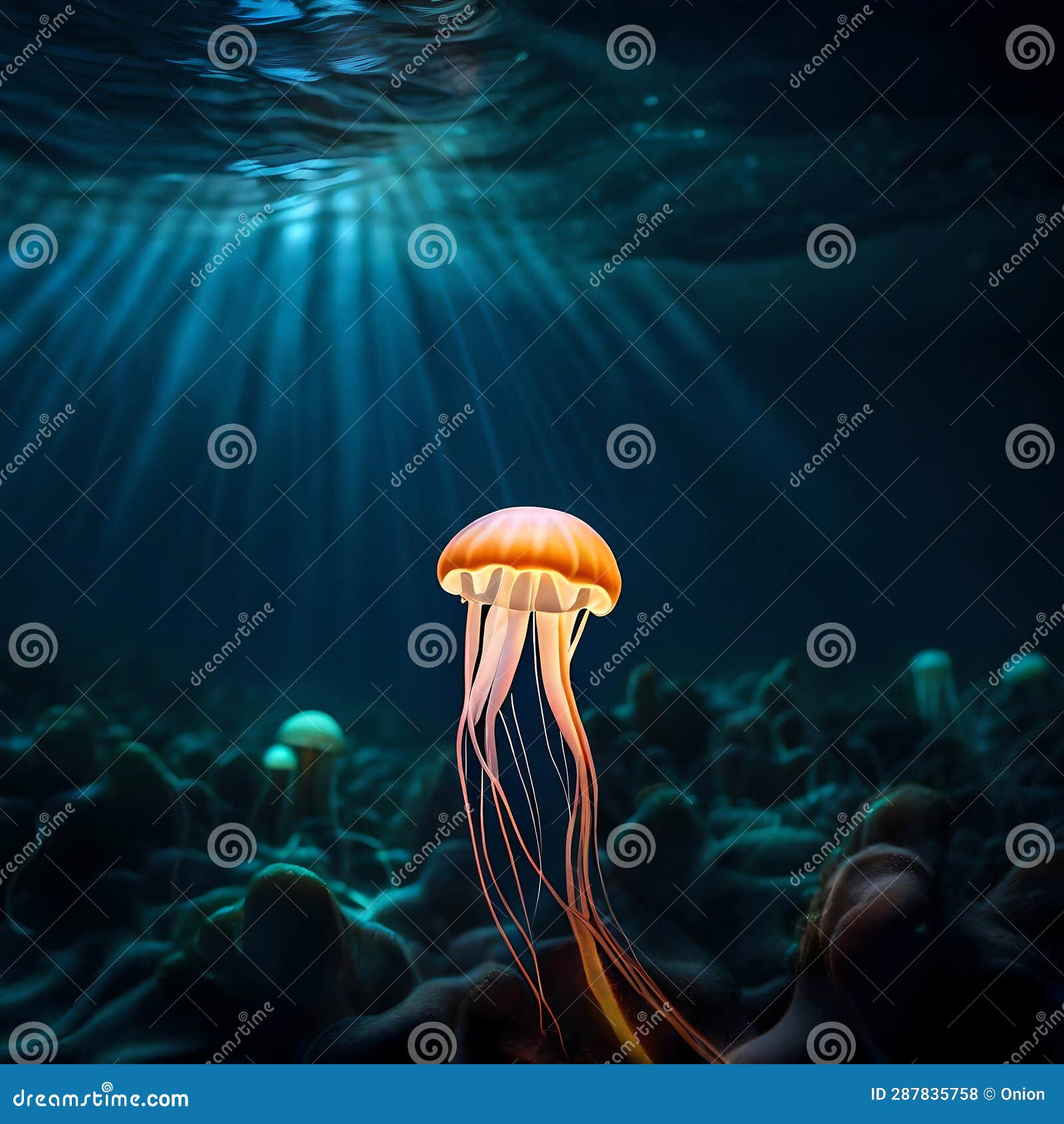 Beautiful Jellyfish Under the Sea - Ai Generated Image Stock ...