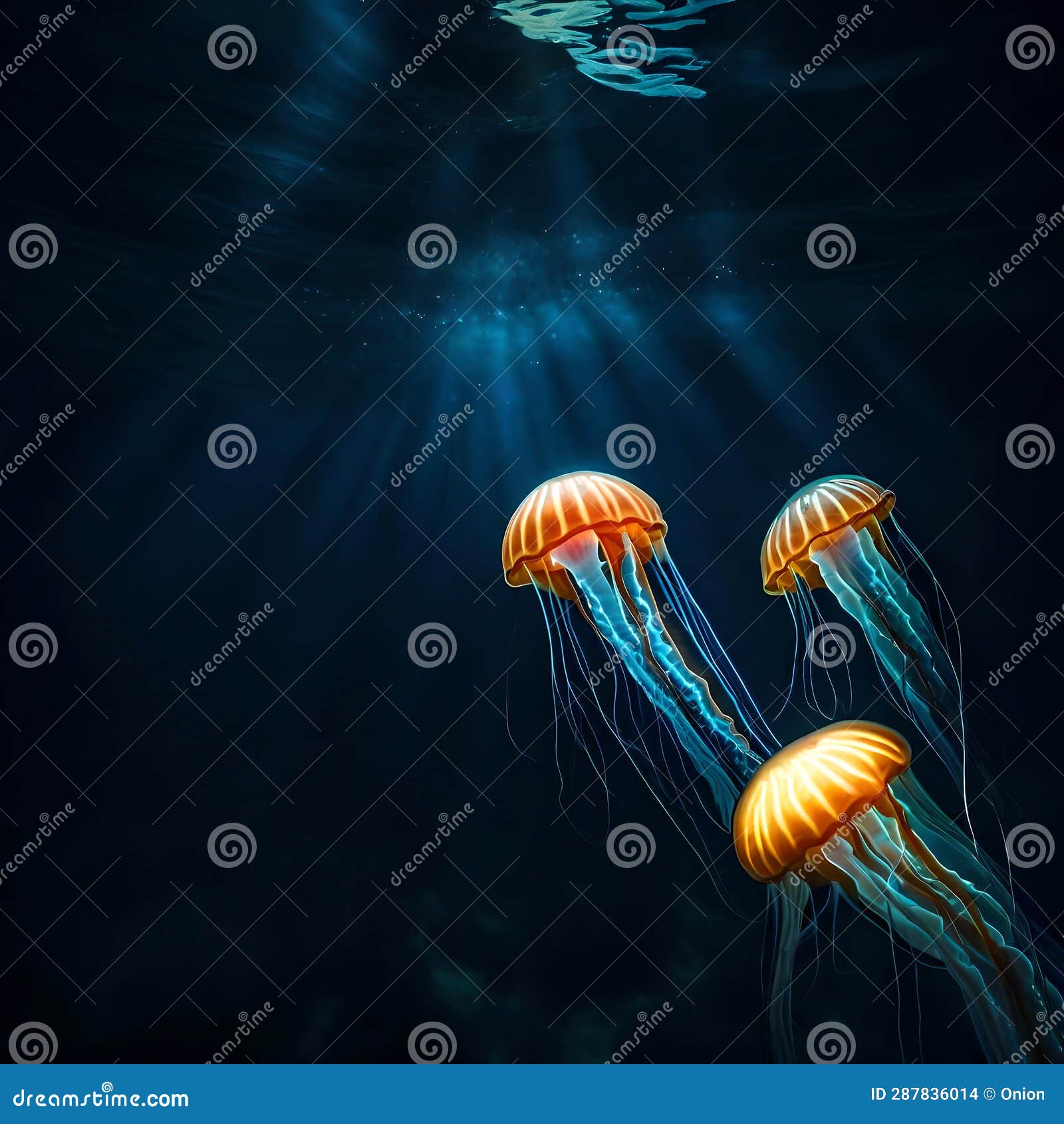 Beautiful Jellyfish Under the Sea - Ai Generated Image Stock ...
