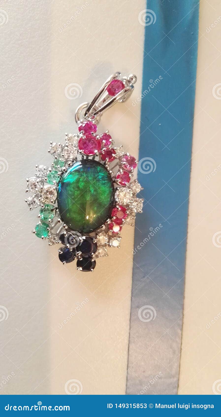 Beautiful Jewel with Zapphire Ruby and Opale Stock Image - Image of ...