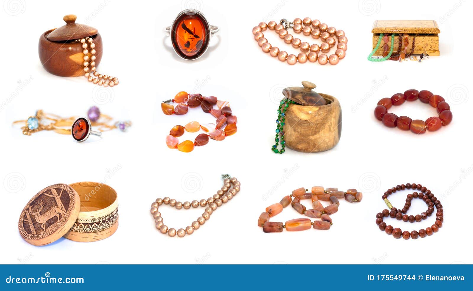 Beautiful Jewelry Collection on White Background. Full Size Stock Photo ...