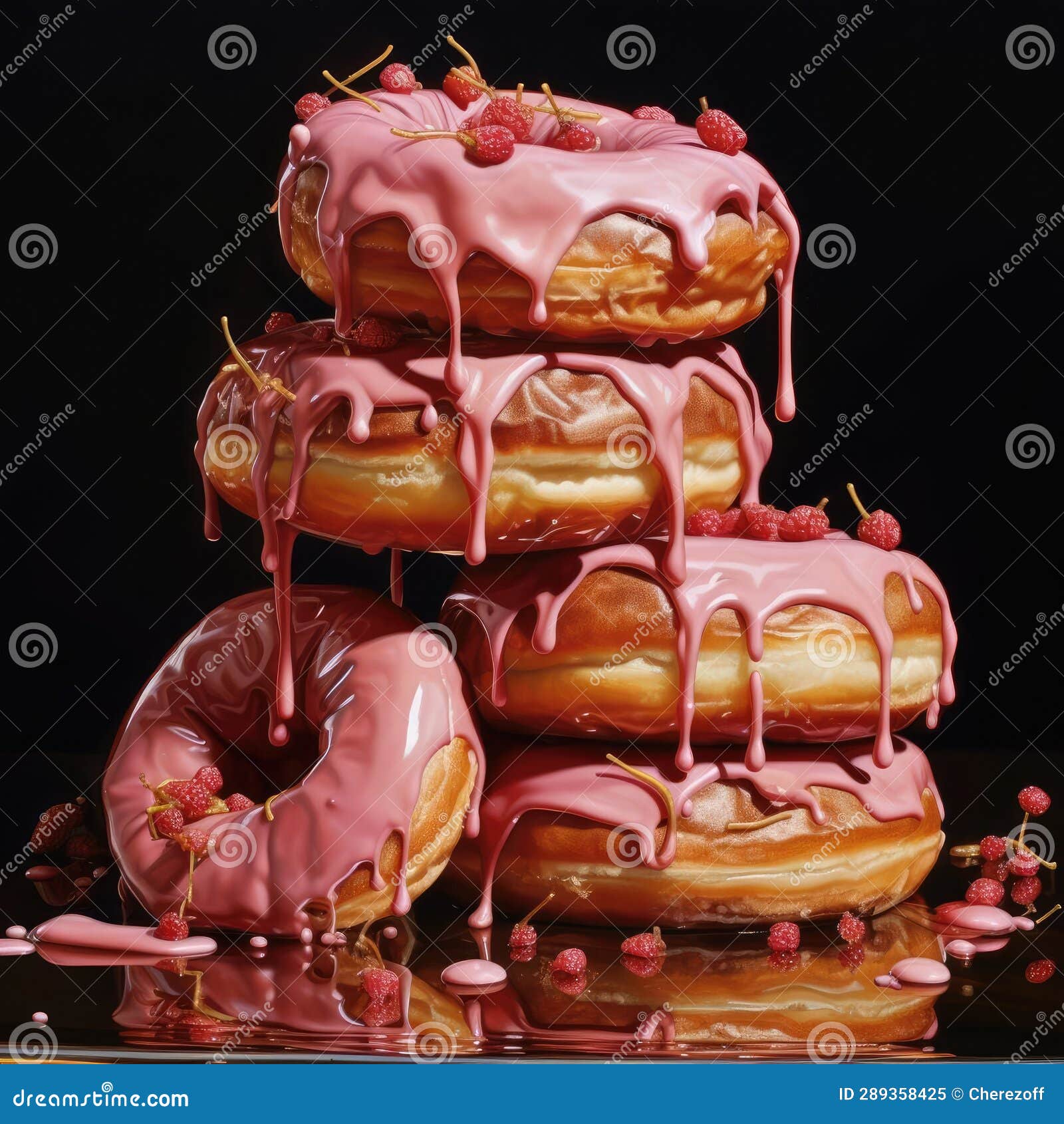Beautiful juicy donuts stock image. Image of bakery - 289358425