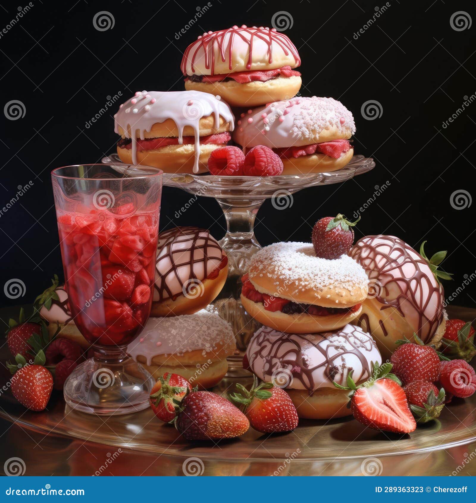 Beautiful juicy donuts stock image. Image of food, cake - 289363323