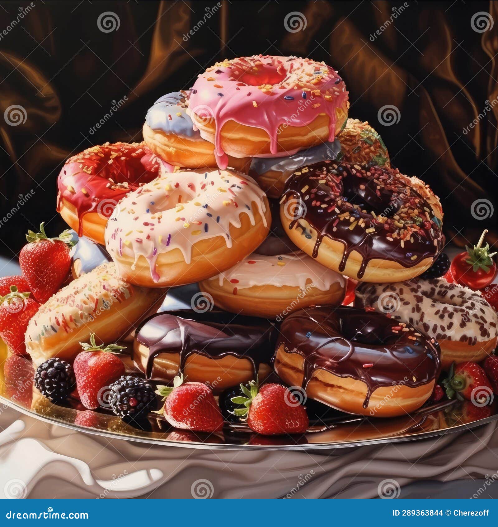 Beautiful juicy donuts stock photo. Image of delicious - 289363844