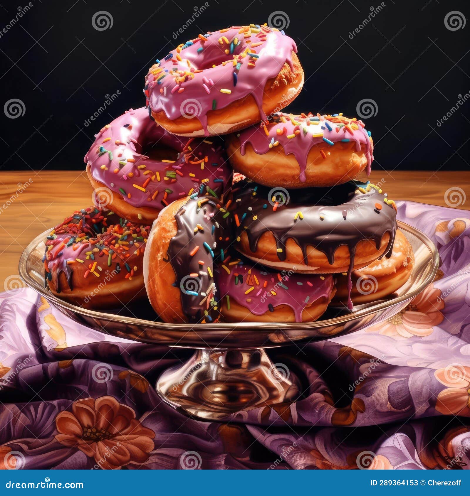 Beautiful juicy donuts stock image. Image of circle - 289364153