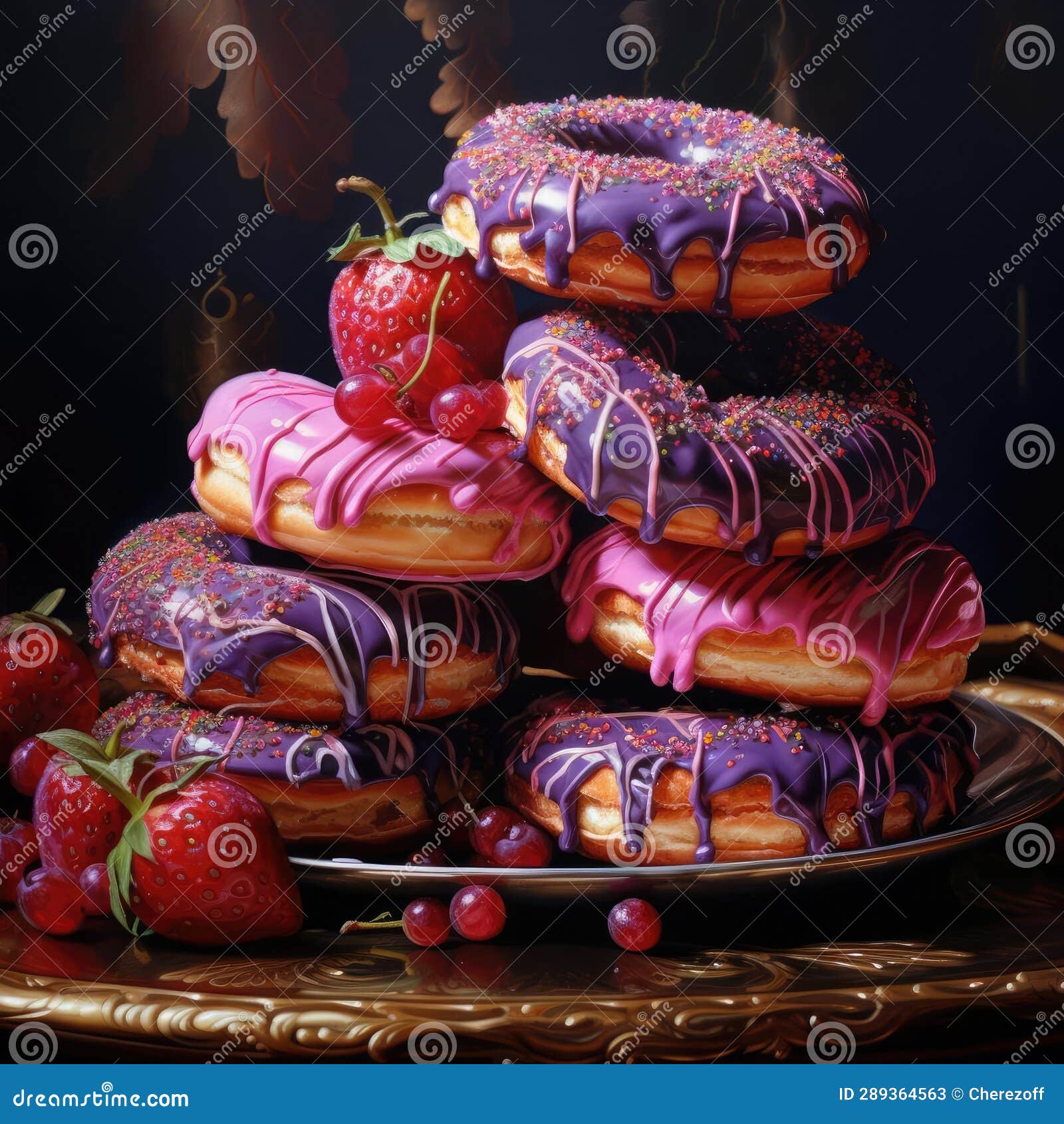 Beautiful juicy donuts stock image. Image of glazed - 289364563