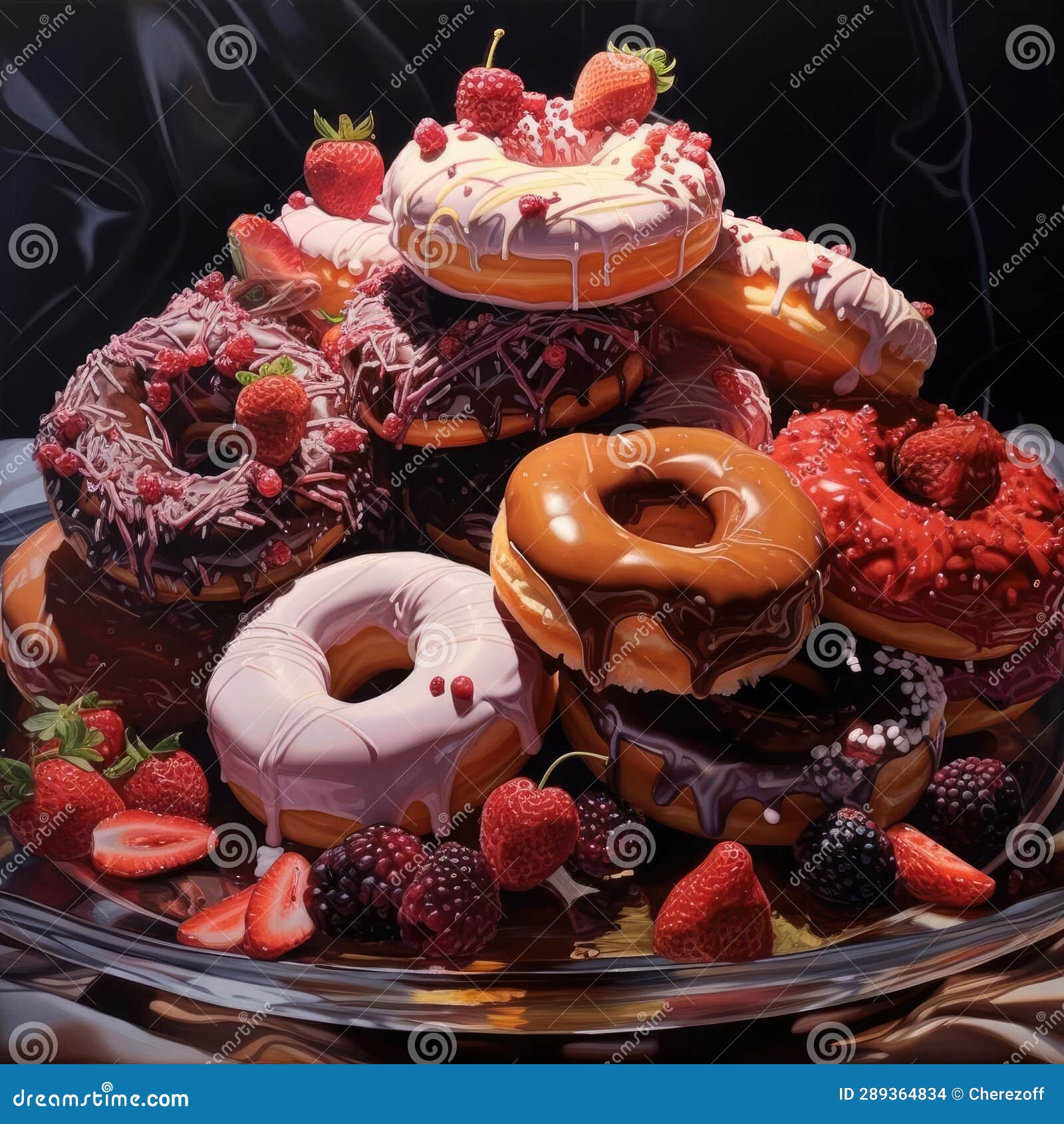 Beautiful juicy donuts stock photo. Image of color, newlyweds - 289364834