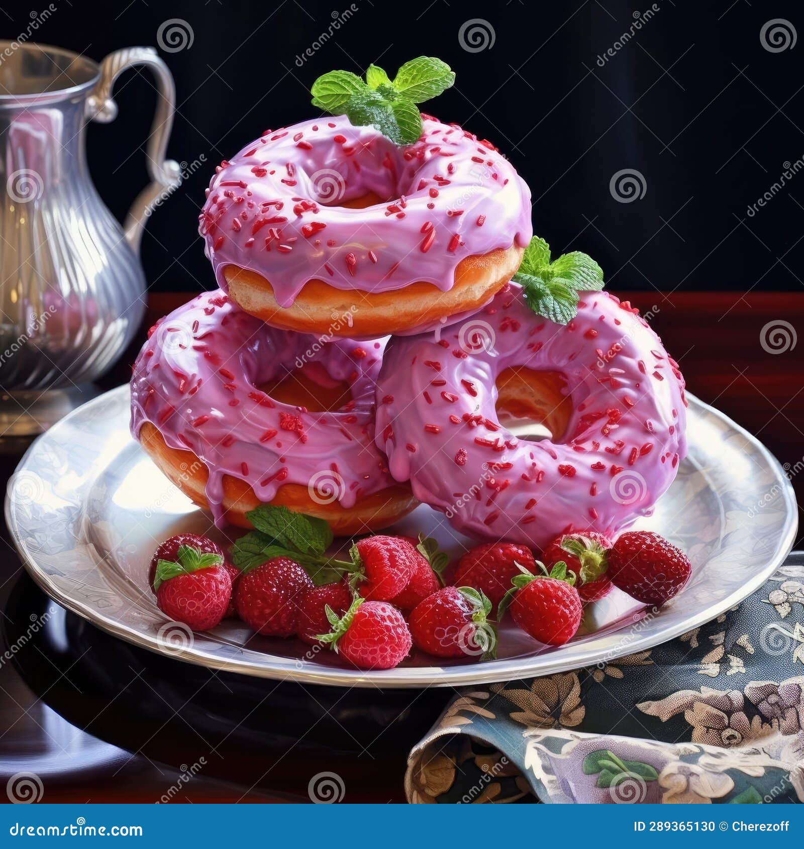 Beautiful juicy donuts stock photo. Image of sugar, delicious - 289365130