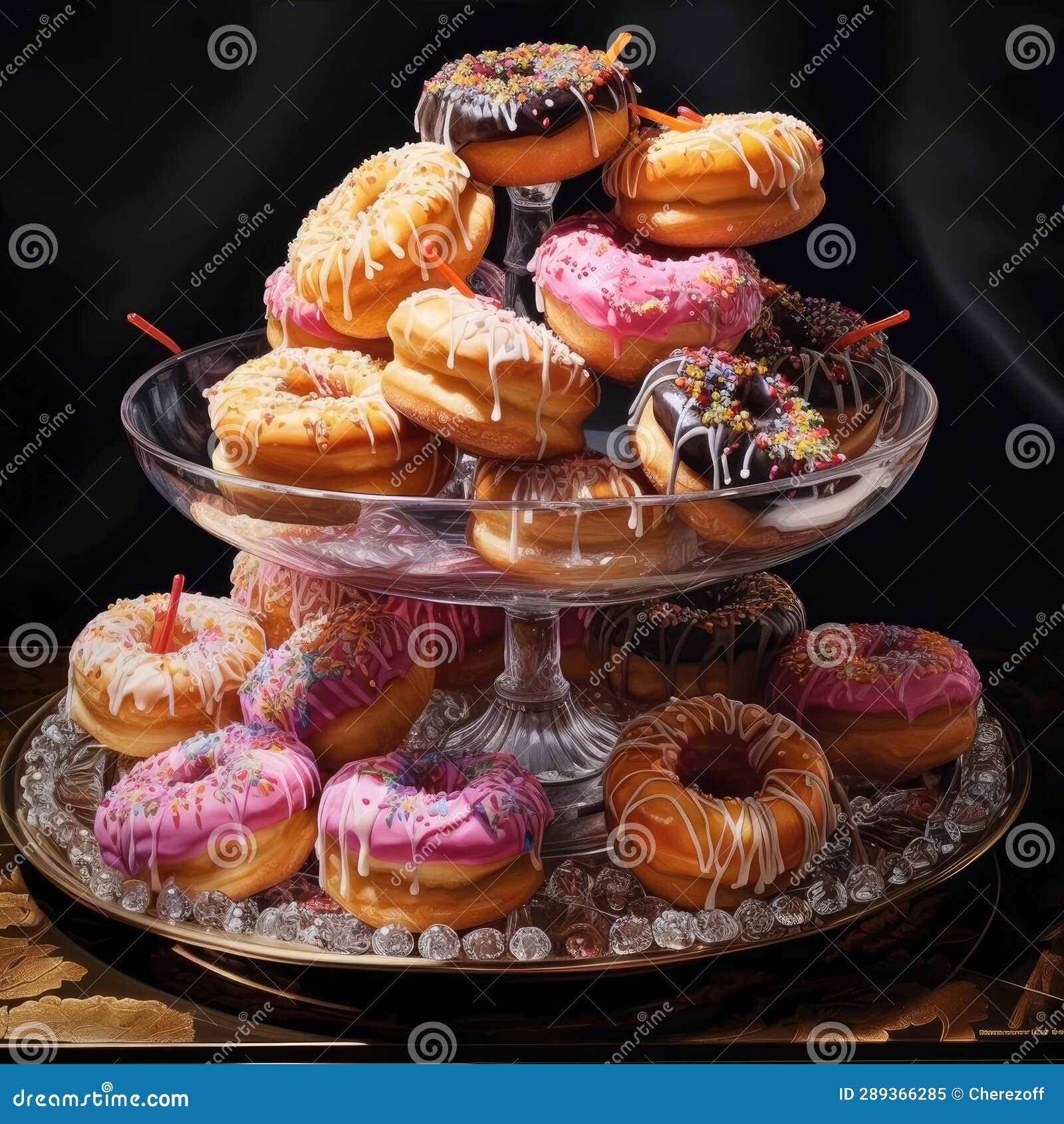 Beautiful juicy donuts stock image. Image of breakfast - 289366285
