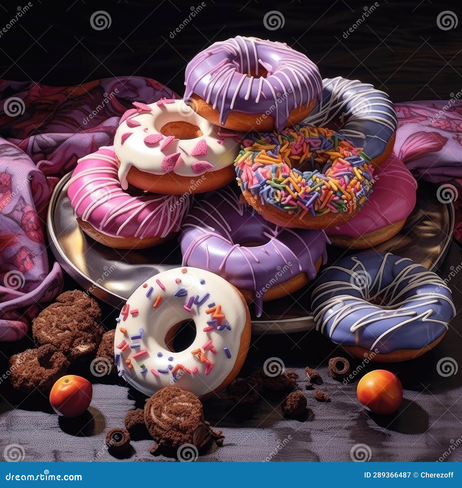 Beautiful juicy donuts stock image. Image of frosted - 289366487