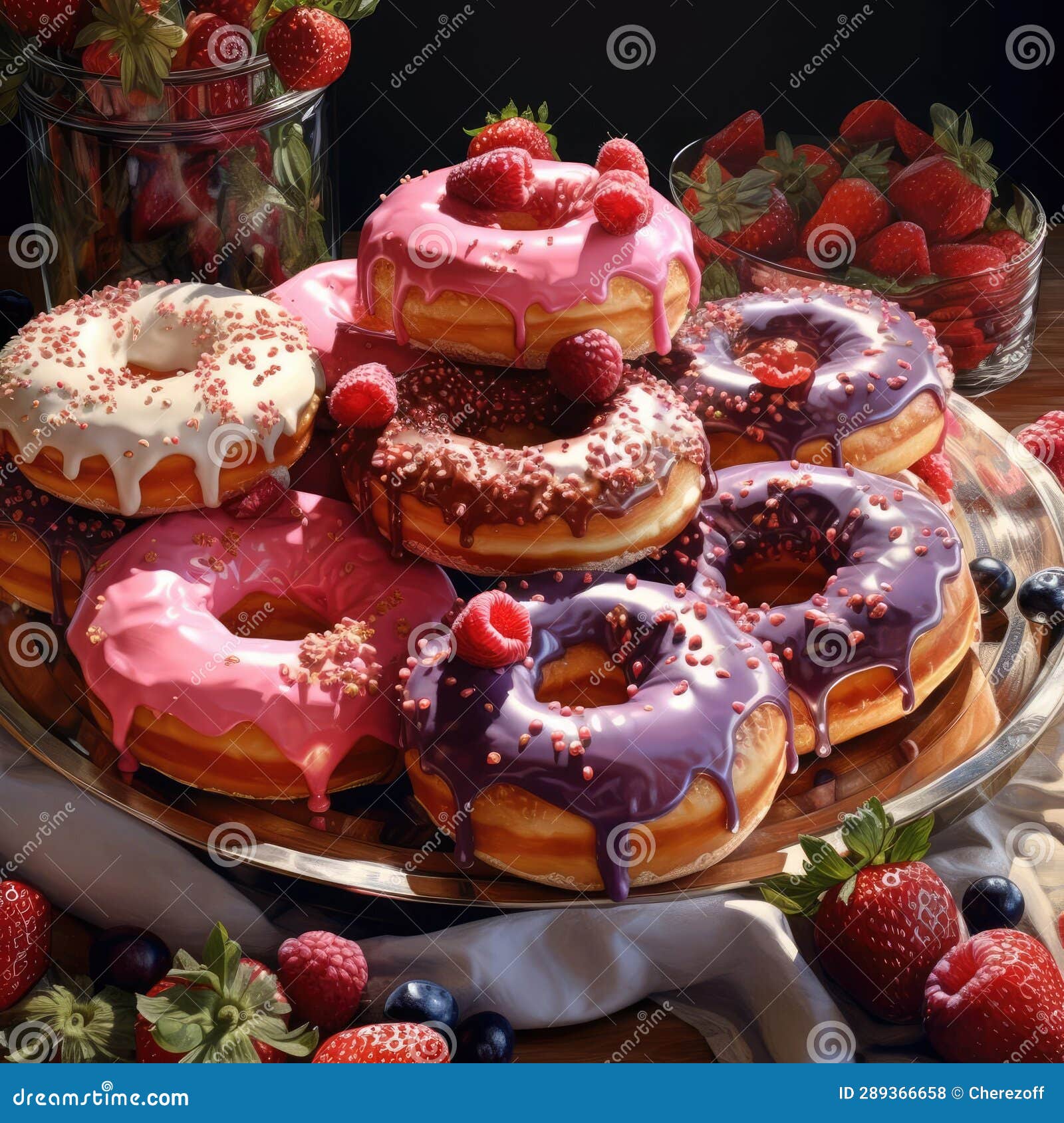 Beautiful juicy donuts stock photo. Image of dough, chocolate - 289366658