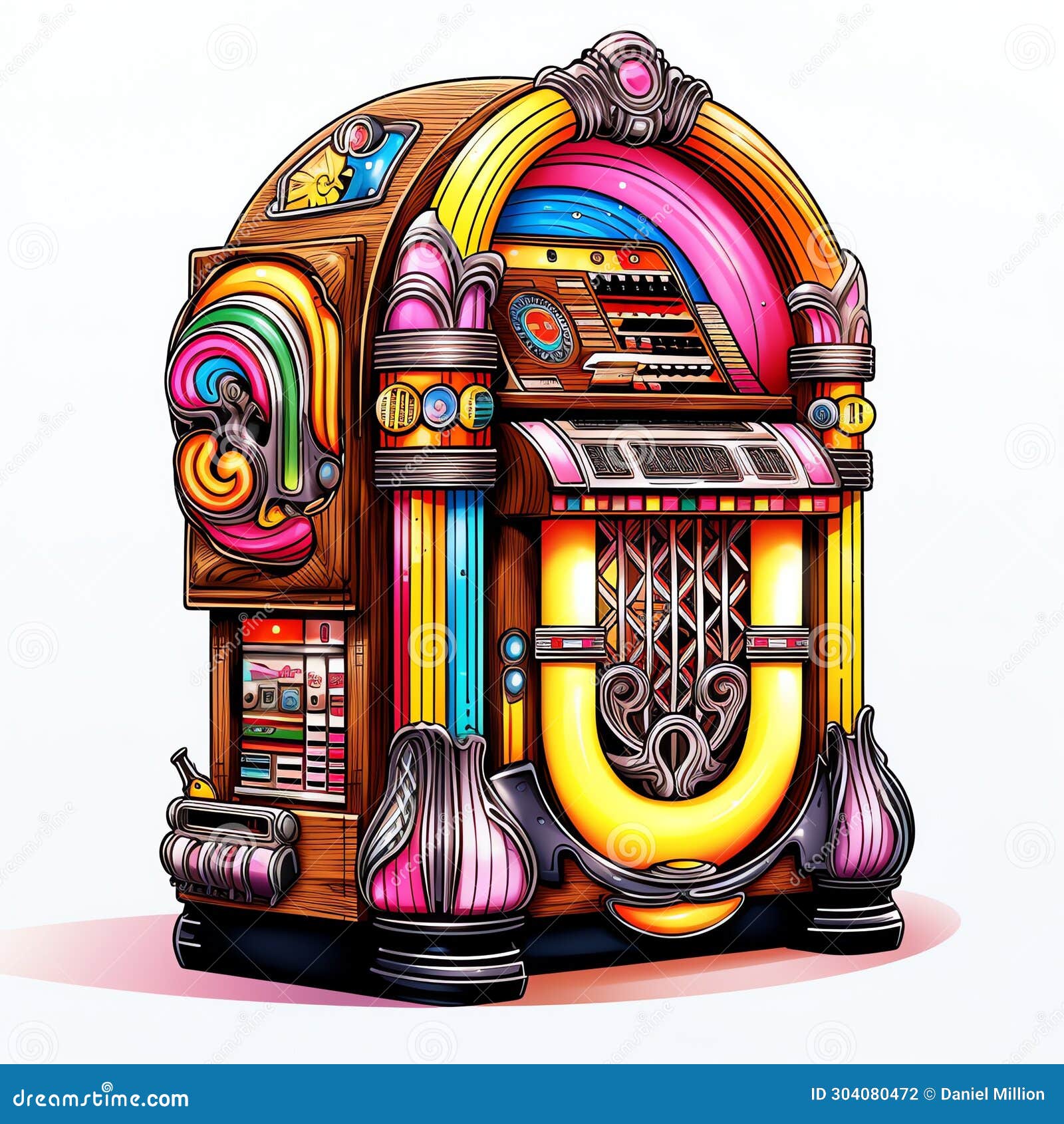 Beautiful Jukebox Clipart Illustration Royalty-Free Cartoon ...