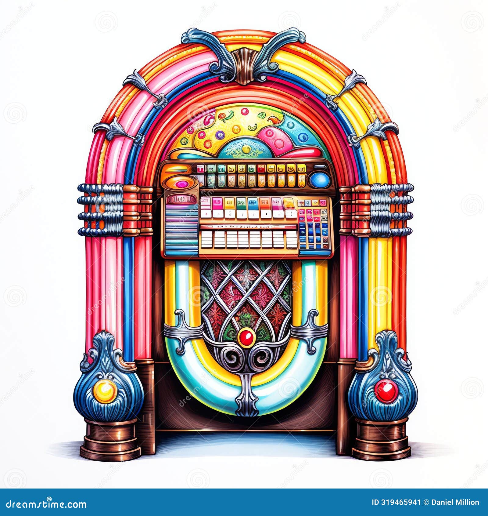 Beautiful Jukebox Clipart Illustration Royalty-Free Cartoon | CartoonDealer.com #319465934