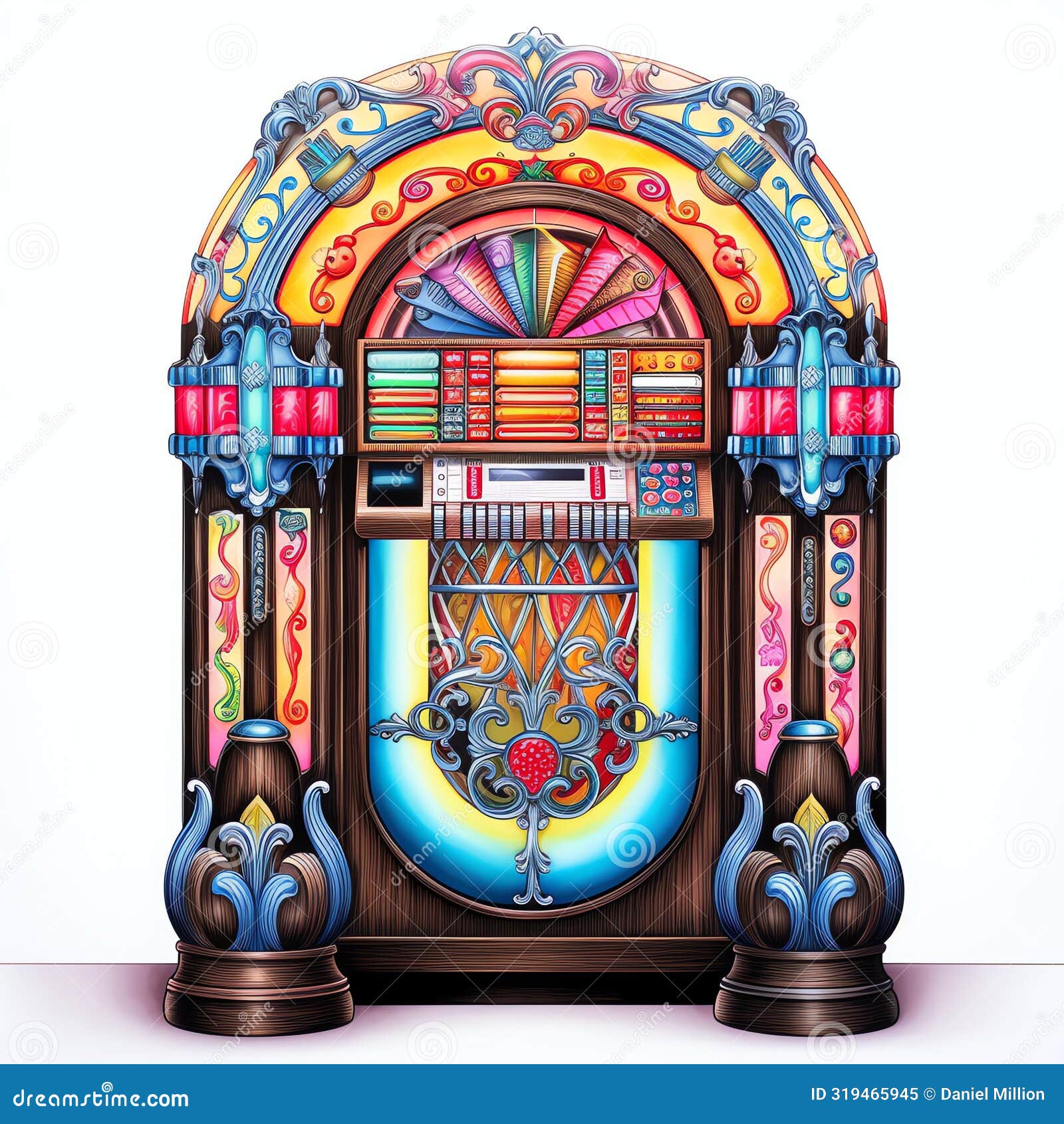Beautiful Jukebox Clipart Illustration Royalty-Free Cartoon ...
