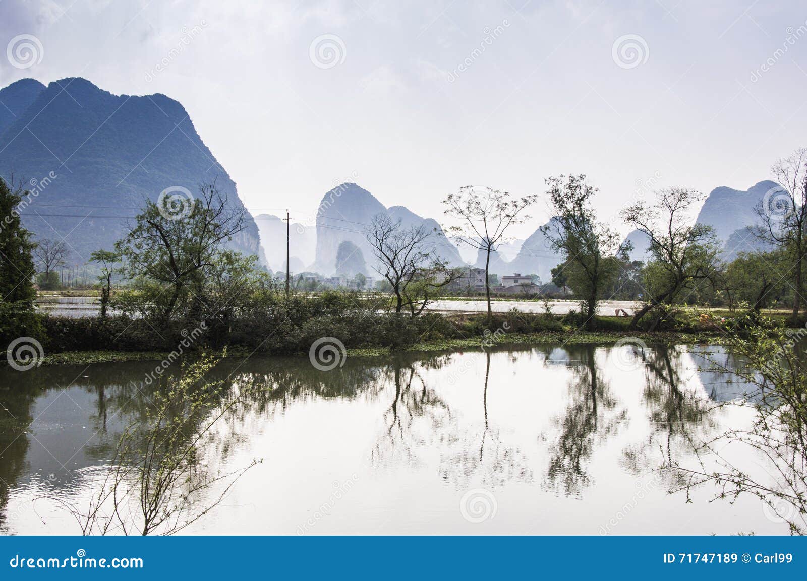 Beautiful Karst Rural Scenery in Spring Stock Image - Image of rural ...
