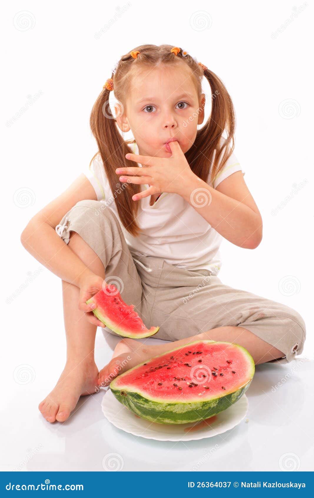 Beautiful Kid Eating Watermelon Stock Image - Image of happy, flavor ...