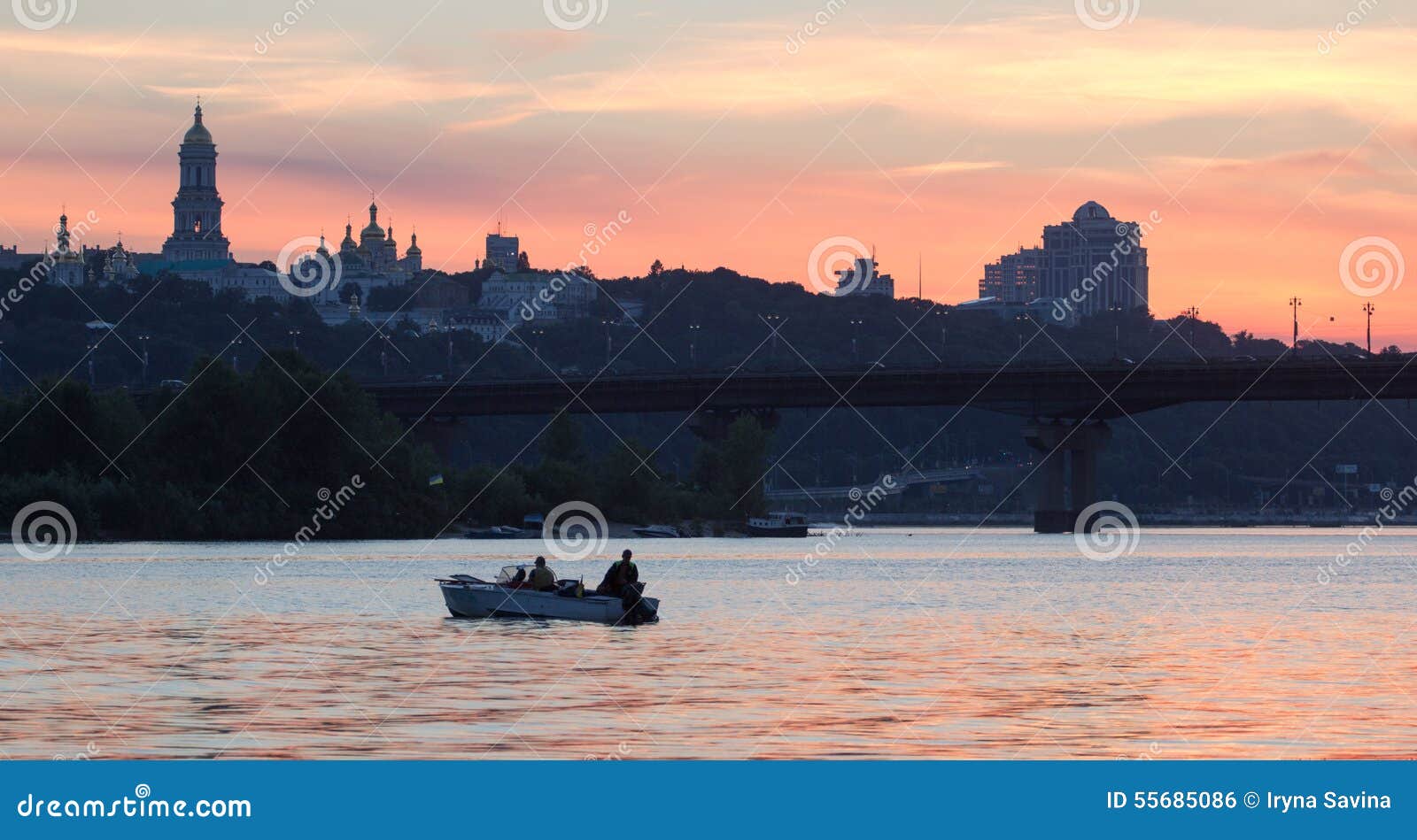 Beautiful Kiev Skyline at Sunset, Ukraine Stock Photo - Image of kyiv ...