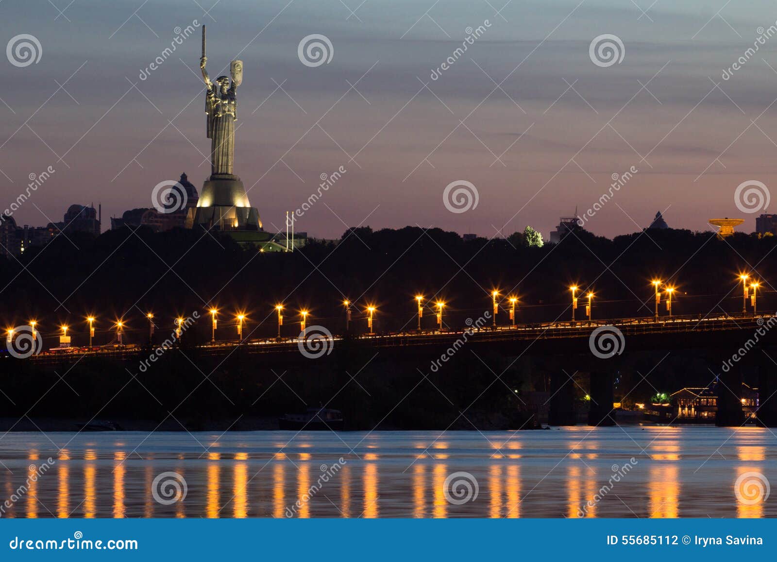 Beautiful Kiev Skyline at Sunset, Ukraine Stock Photo - Image of light ...