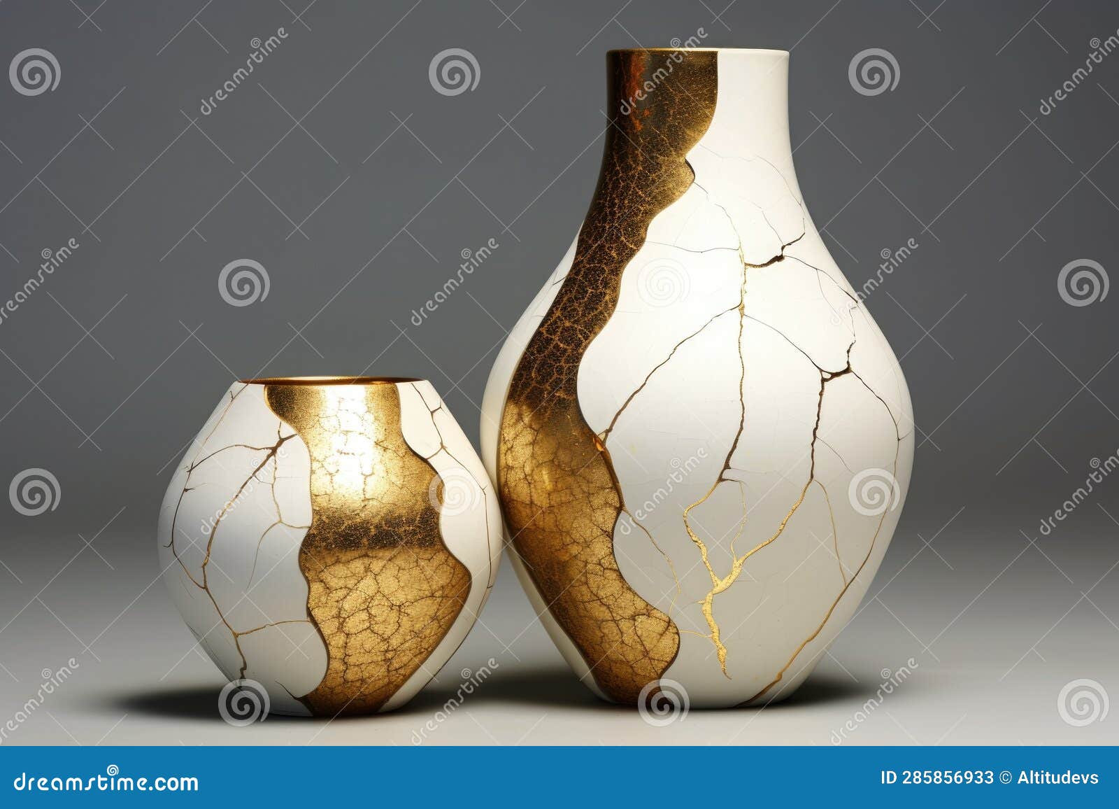 Beautiful Kintsugi Patterns on a Cracked Vase Stock Illustration ...