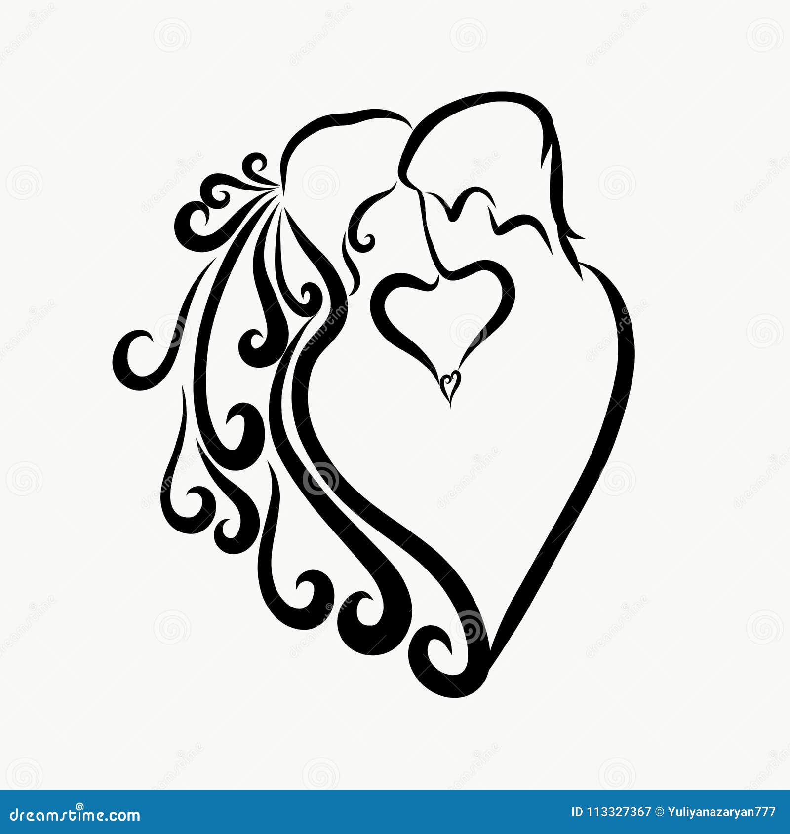 Beautiful Kiss of a Romantic Couple, Logo Stock Illustration ...