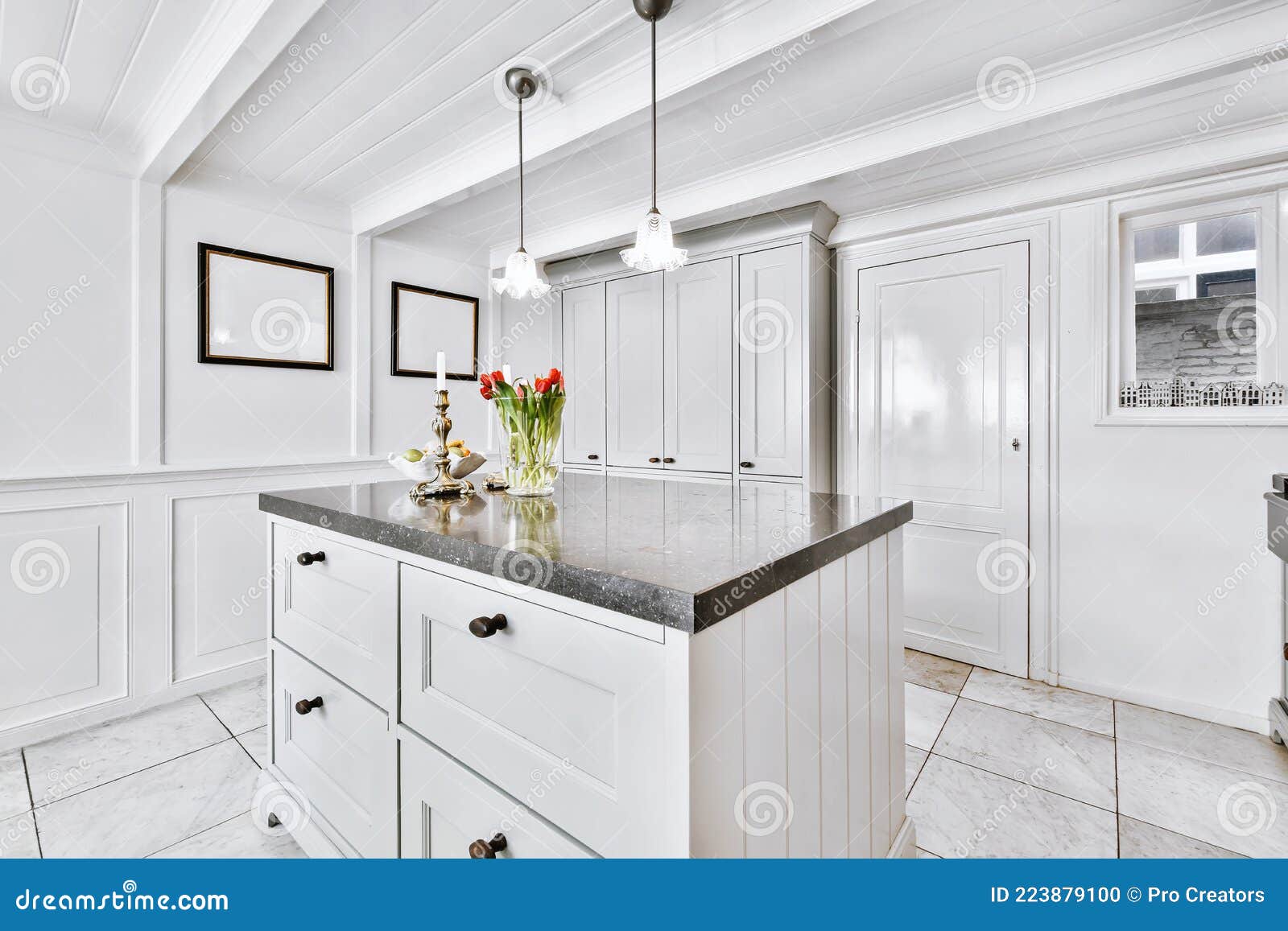 Beautiful kitchen design stock photo. Image of contemporary - 223879100