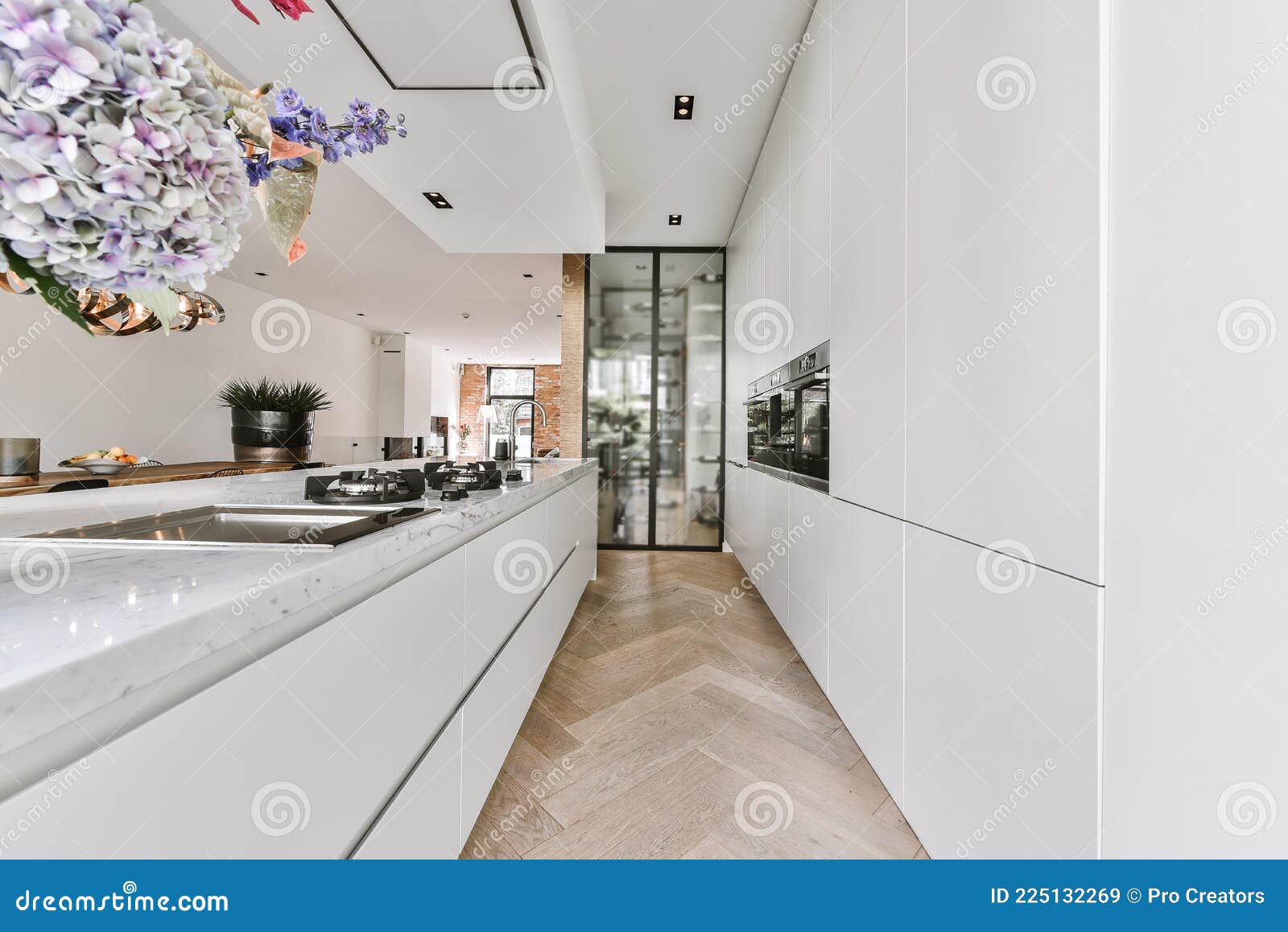 Beautiful kitchen design stock image. Image of elegance - 225132269