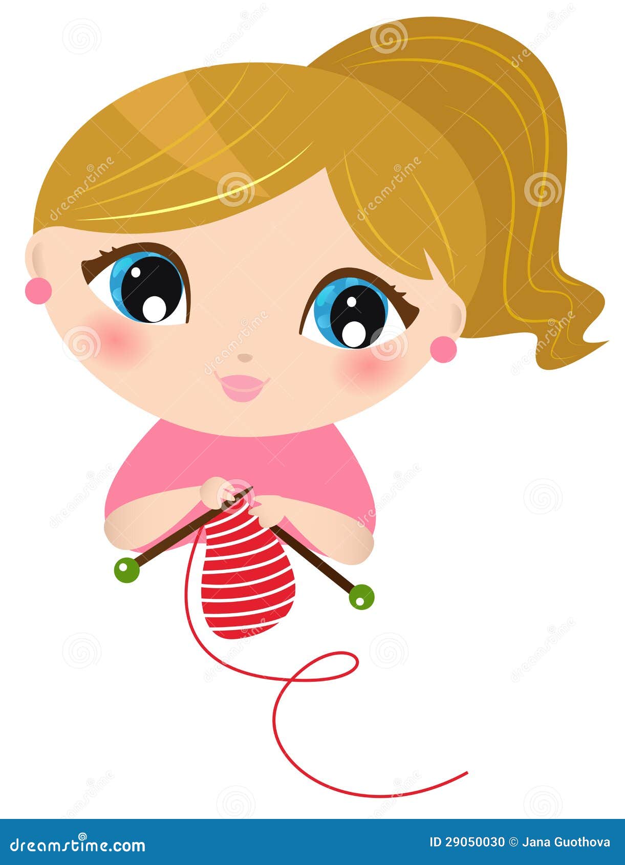 Beautiful knitting Girl stock vector. Illustration of illustrated ...