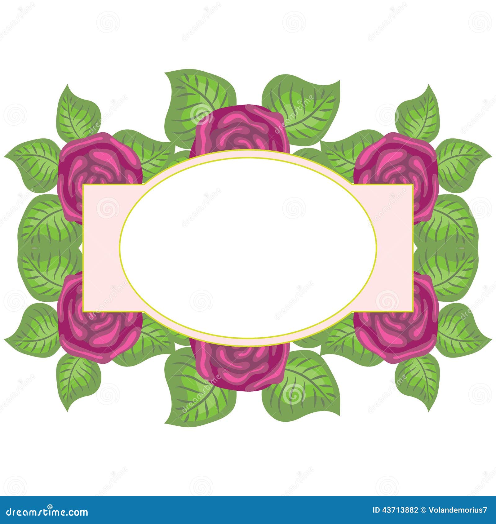 Beautiful Label with Roses and Leaves Stock Vector - Illustration of ...