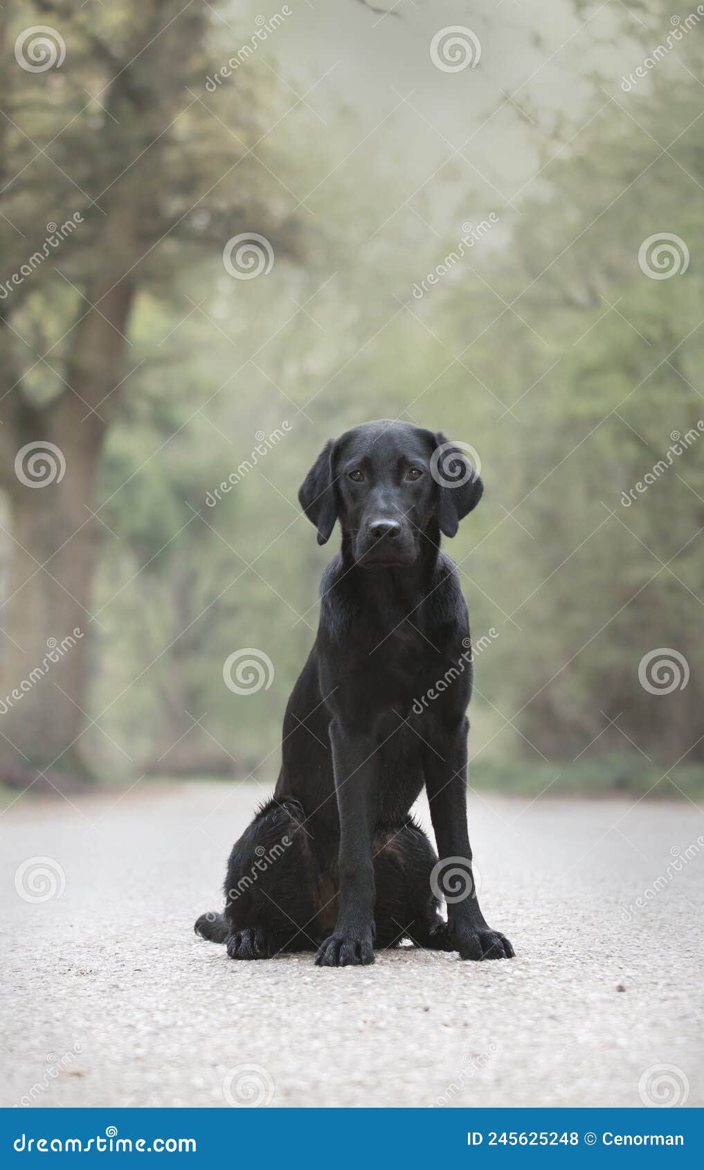 Beautiful Labrador on the Forest Pathway in Spring Stock Photo - Image ...