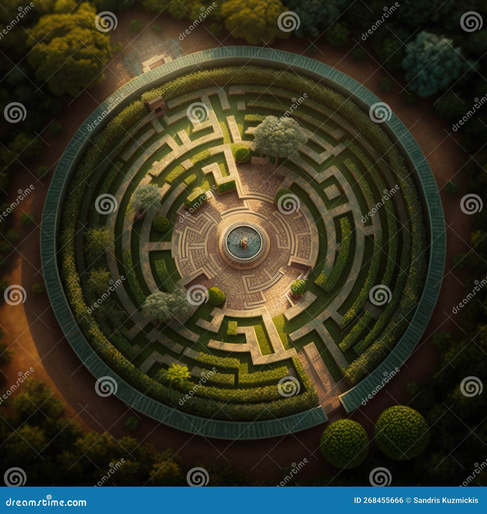 Beautiful Labyrinth from Above. Generative AI Stock Illustration ...