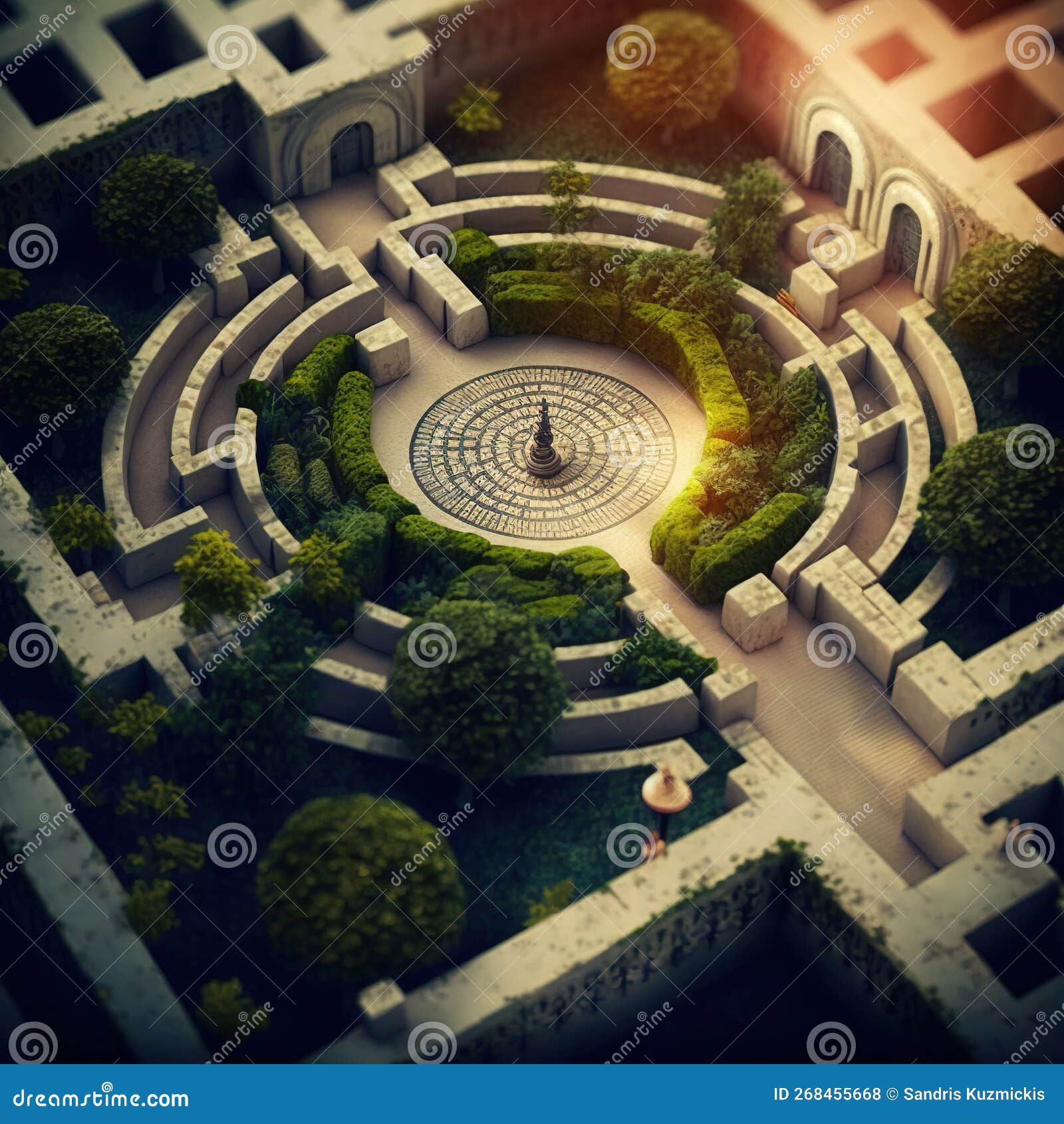 Beautiful Labyrinth from Above. Generative AI Stock Photo - Image of ...