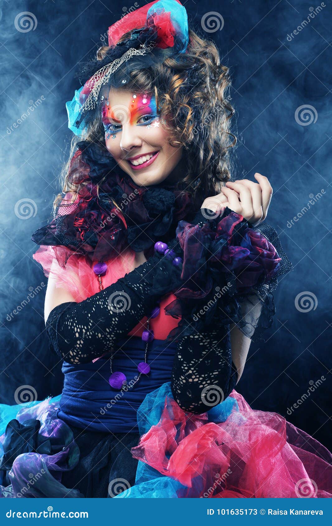 Beautiful Lady with Artistic Make-up. Doll Style Stock Image - Image of ...