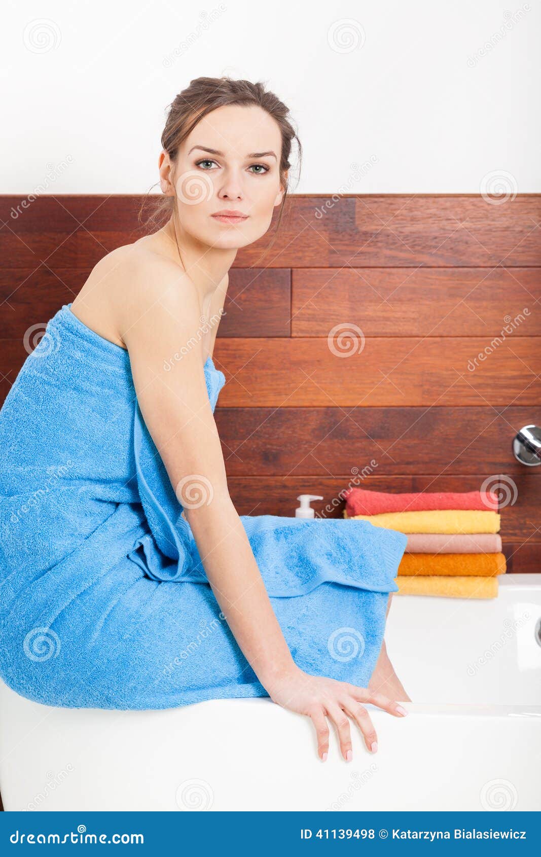 Beautiful lady in bathroom stock photo. Image of beauty - 41139498
