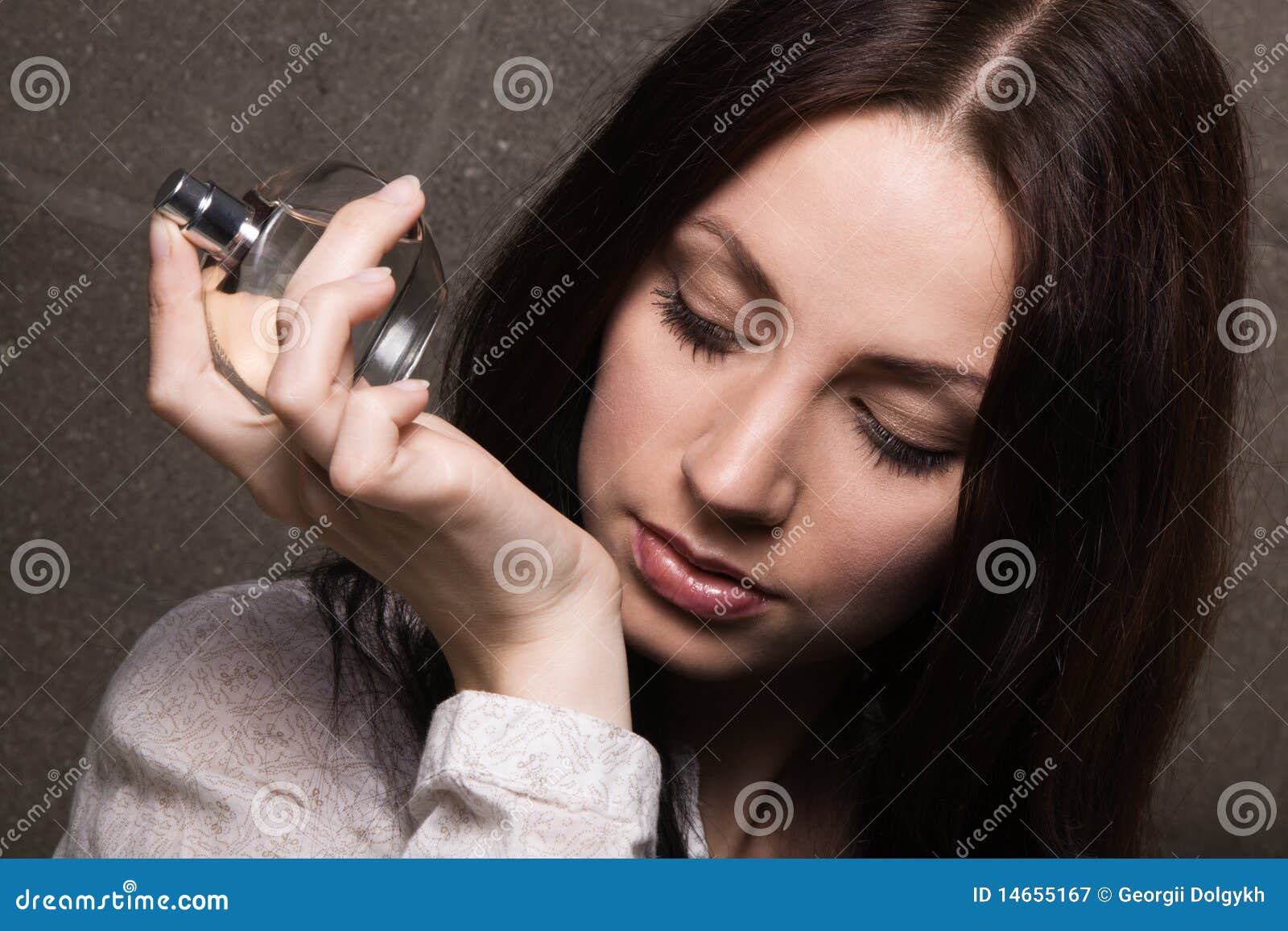Beautiful Lady with a Bottle of Perfume Stock Image - Image of care ...