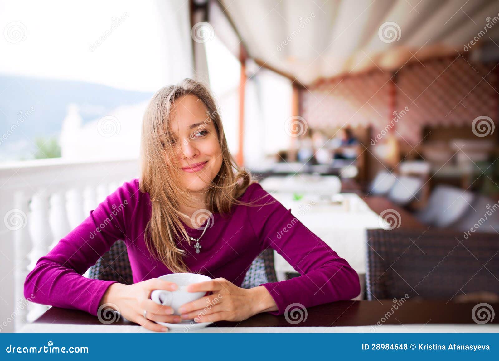Beautiful lady in cafe stock photo. Image of woman, enjoying - 28984648