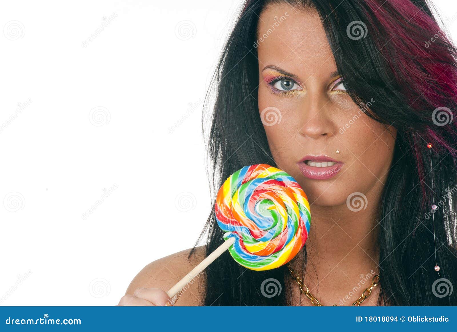 Beautiful lady with candy stock photo. Image of girl - 18018094