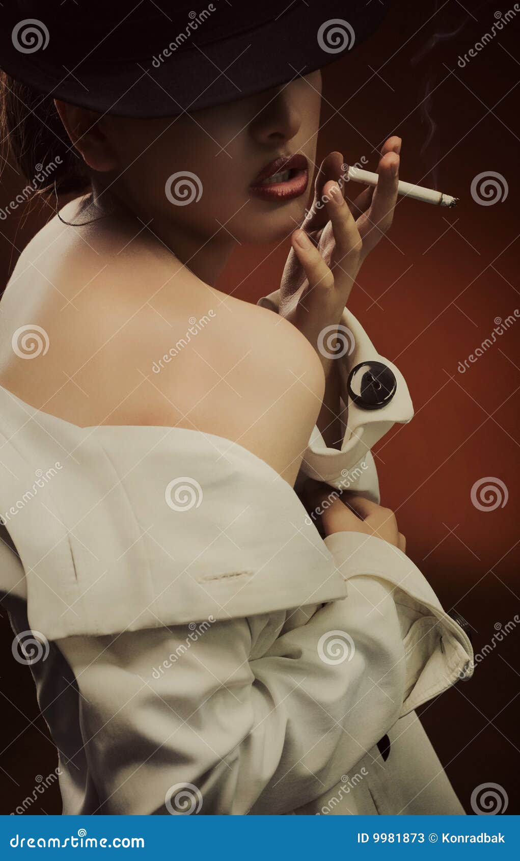 Beautiful Lady with Cigarette Stock Image - Image of movement, motion ...