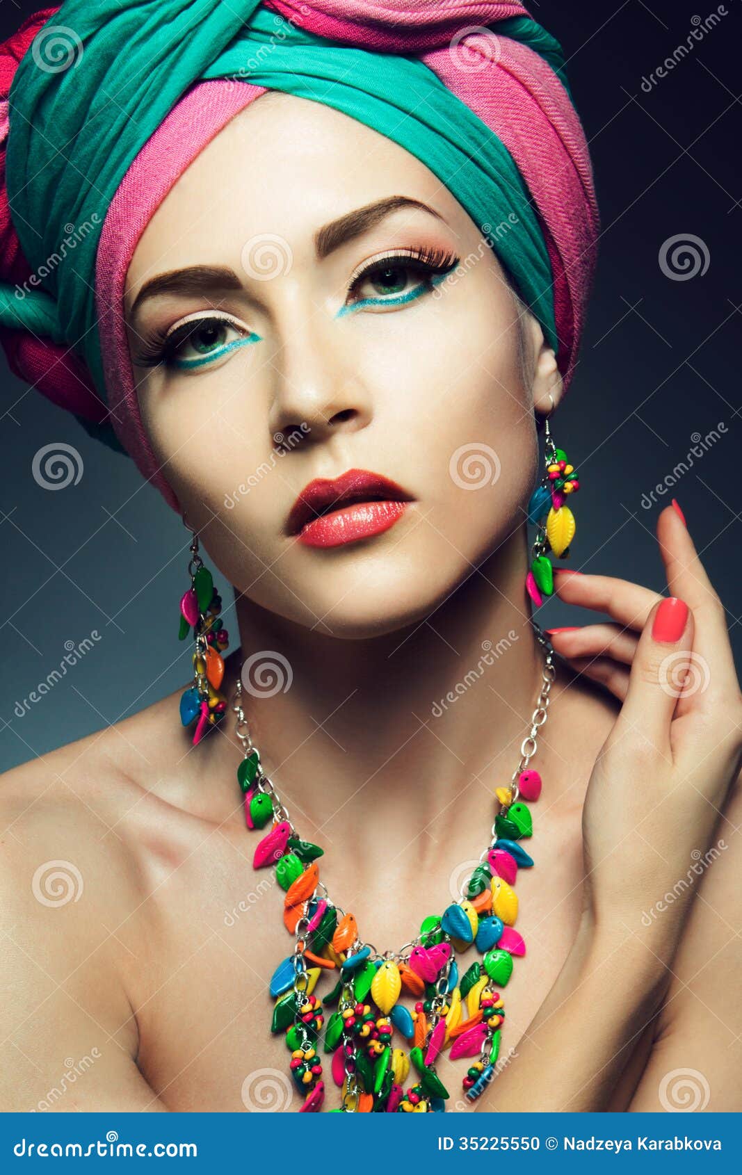 Beautiful Lady with Colored Turban Stock Photo - Image of colored ...