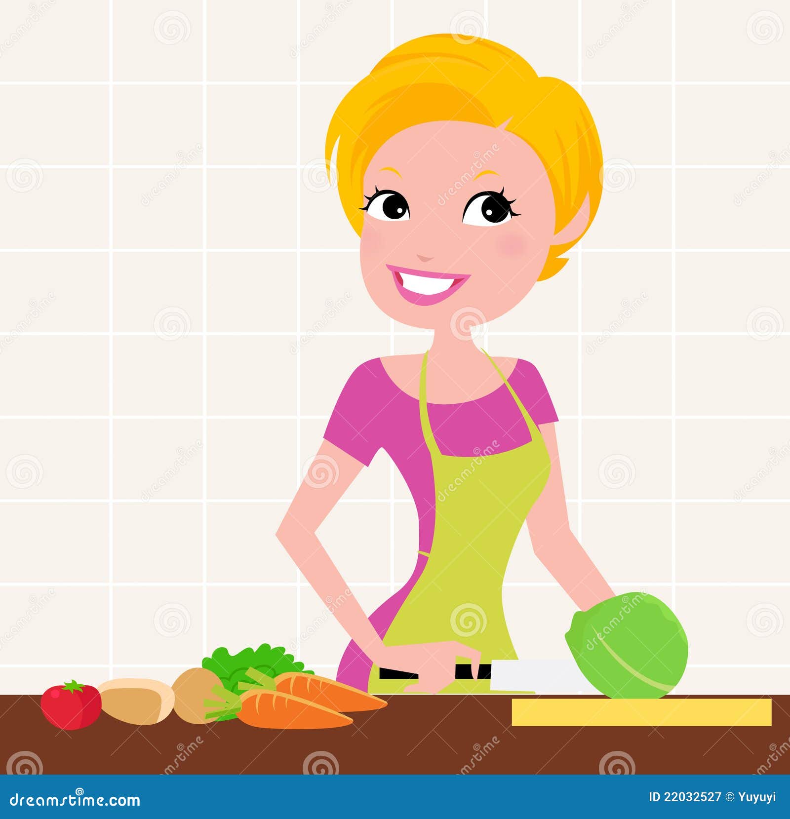 Beautiful lady cooking stock vector. Illustration of cook - 22032527