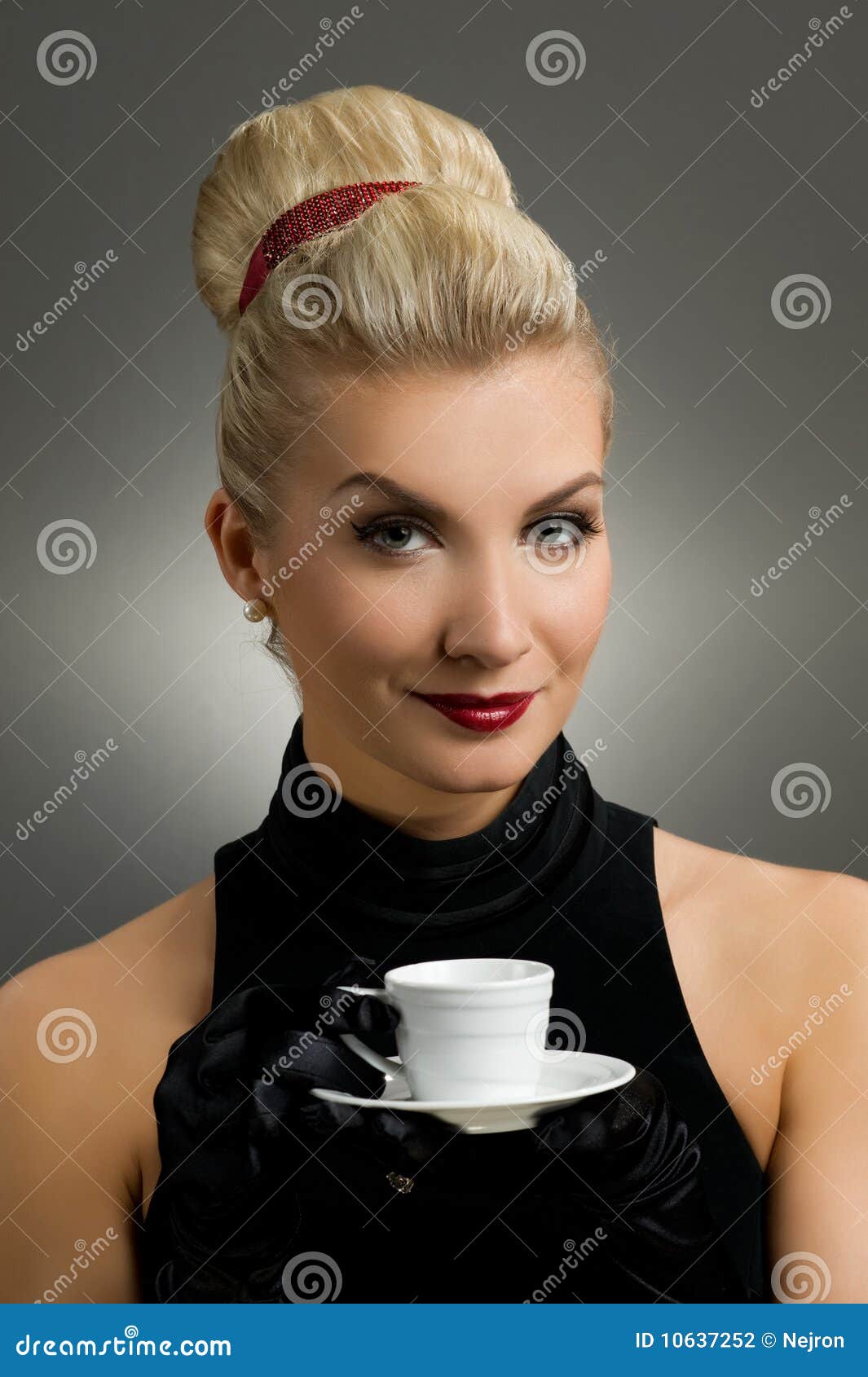 Beautiful Lady Drinking Coffee Stock Photo - Image of delightful, charm ...
