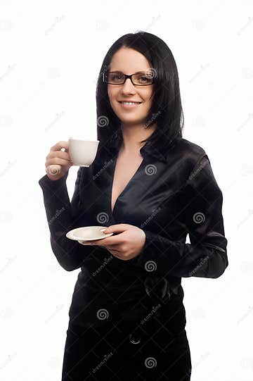 Beautiful Lady is Drinking Coffee Stock Photo - Image of confidence ...
