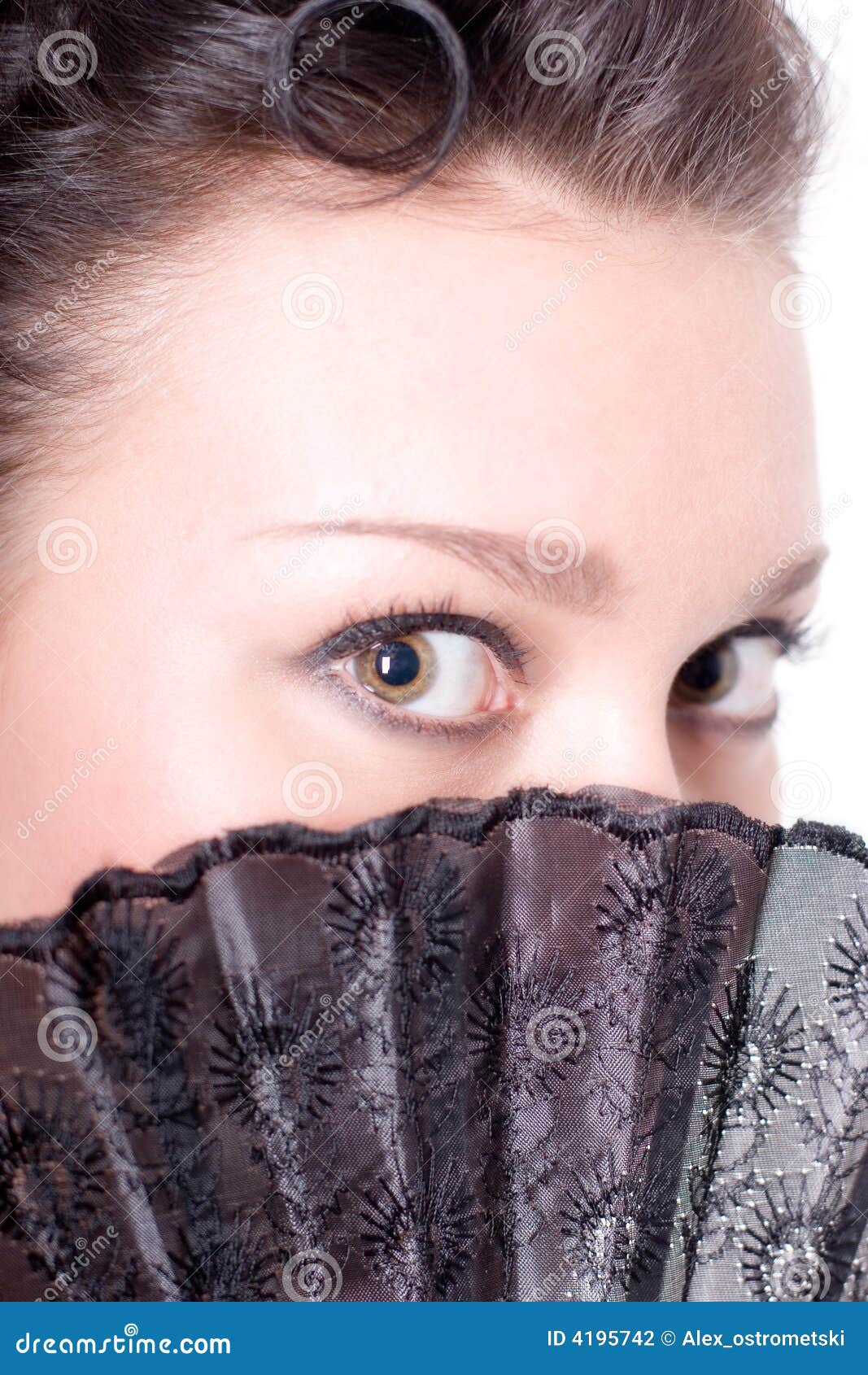 Beautiful Lady with Fan stock photo. Image of enigma, eyes - 4195742